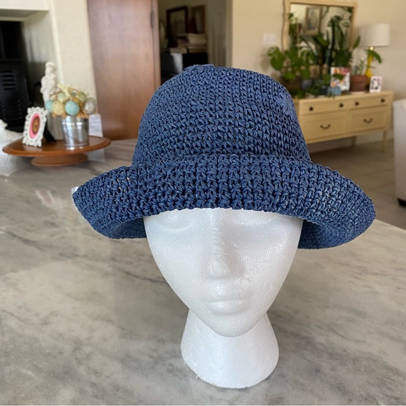 August | Accessories | August Blue Straw Hat Bucket Hat Sun Hat Summer ...